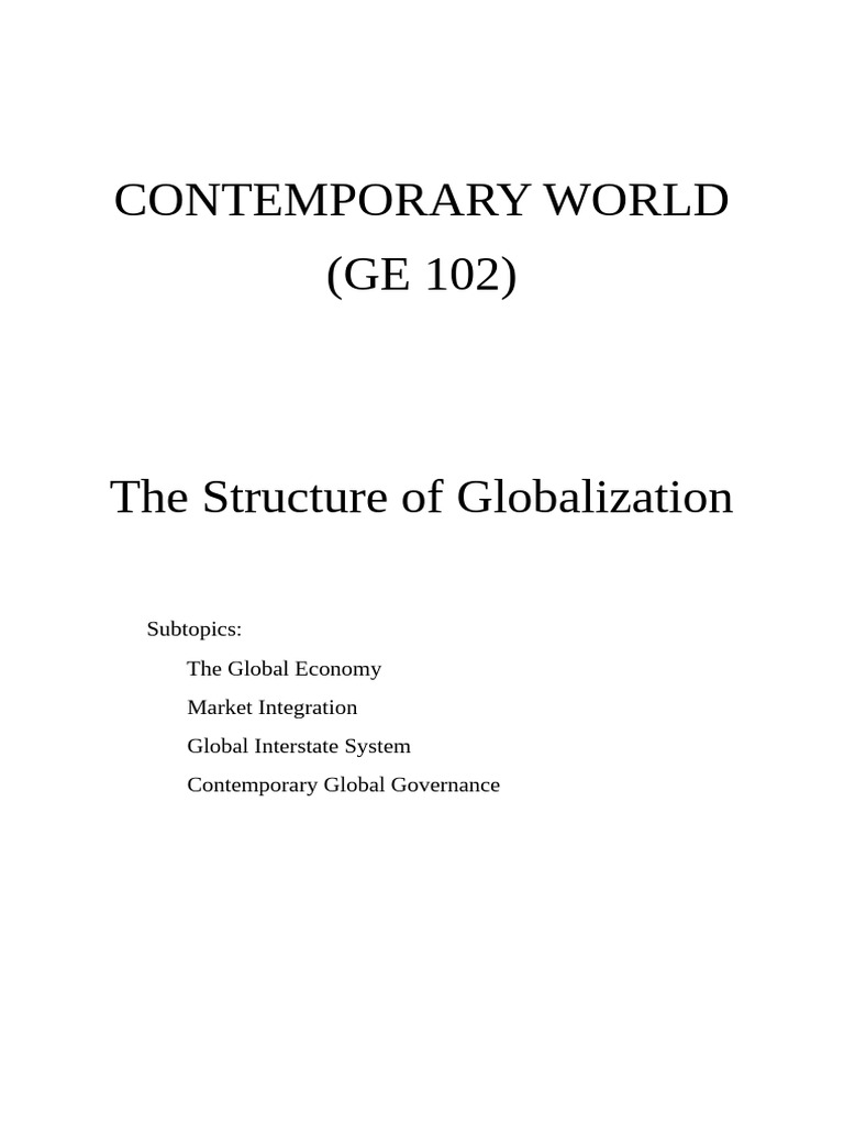 Contemporary World Group 2 Handouts | PDF | Globalization | United ...