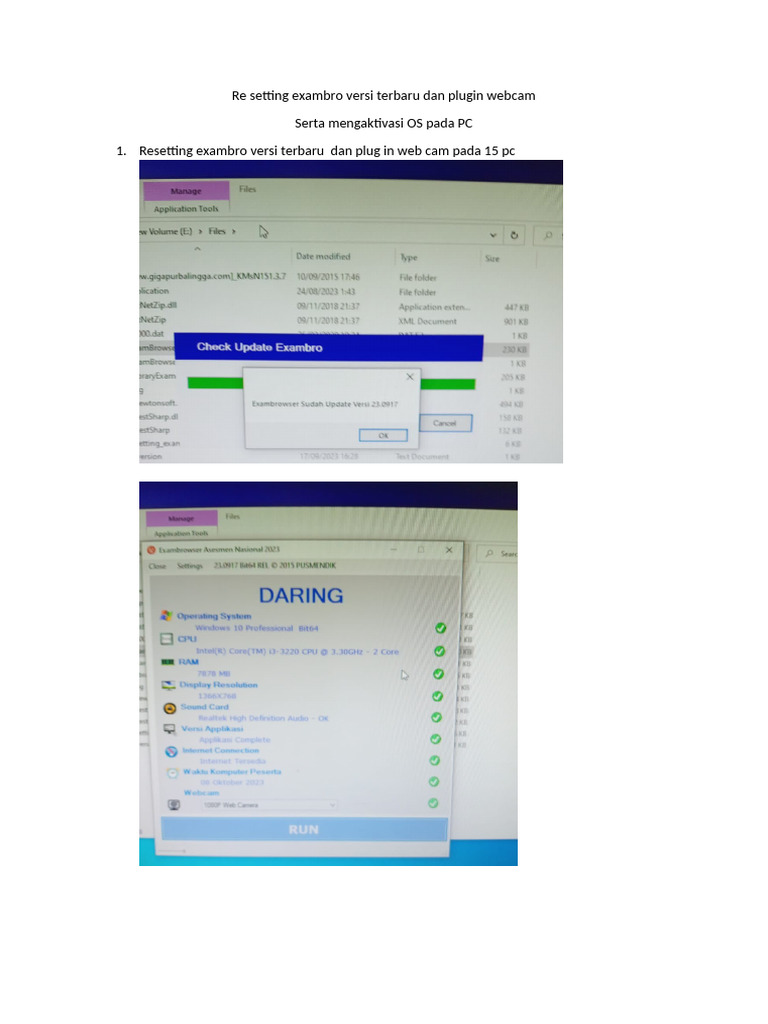Reset Exambro & Aktivasi OS 15 PC | PDF