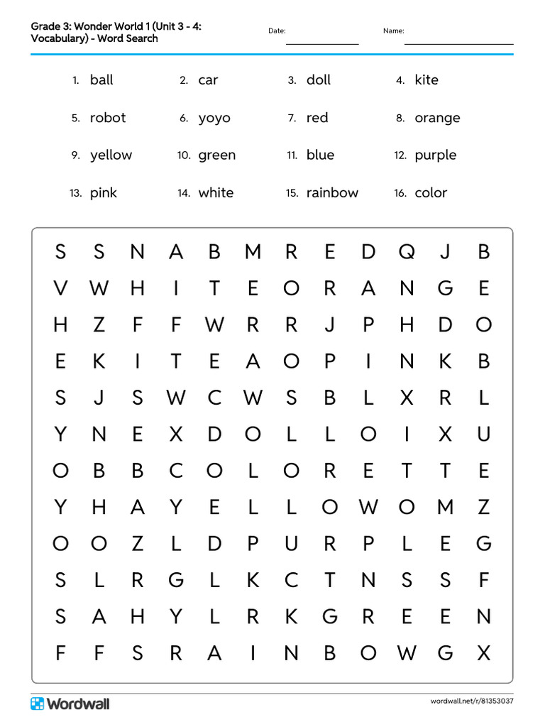 Grade 3 Vocabulary Word Search | PDF