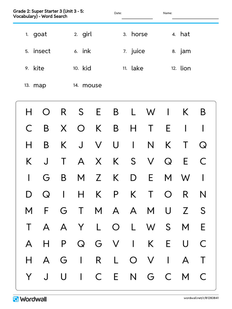 Grade 2 Vocabulary Word Search | PDF