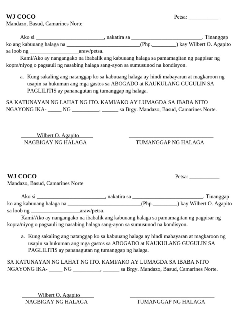 Barrower's Agreement | PDF