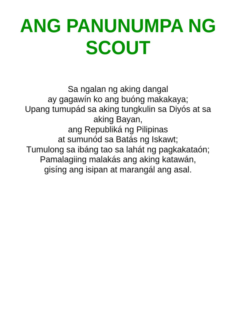 Ang Panunumpa NG Scout | PDF
