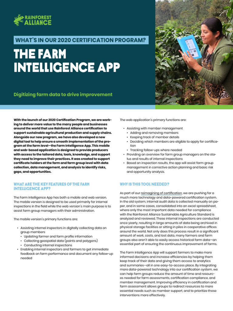Farm Intelligence App for Certification | PDF