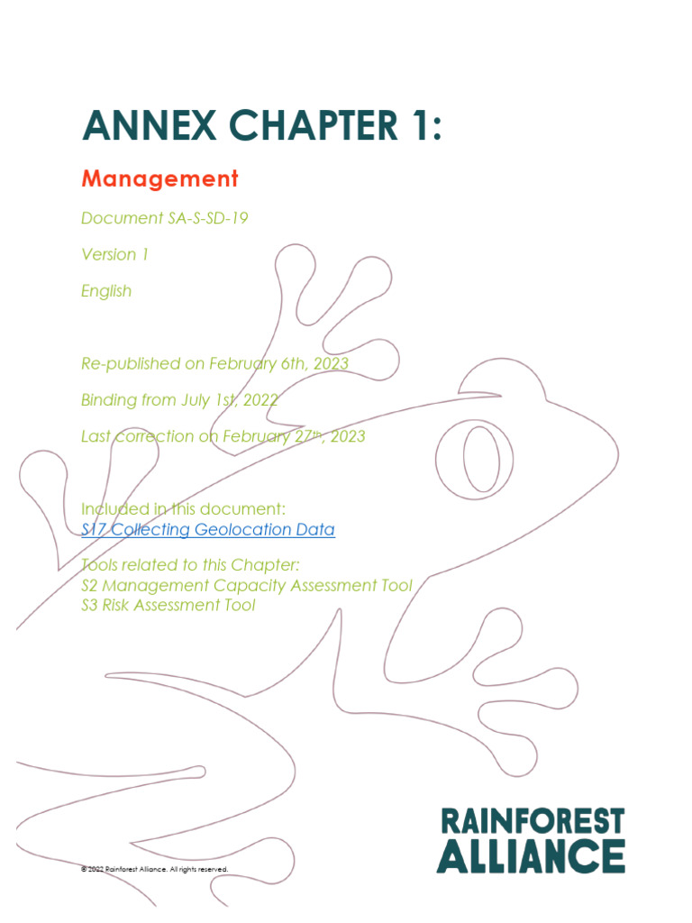 SA S SD 19 V1 Annex Chapter 1 Management | PDF