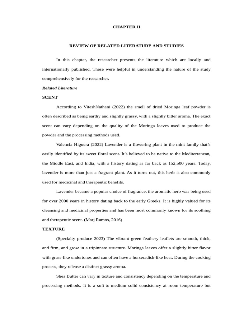 CHAPTER-II_SAMPLE (1) | PDF | Odor | Lavandula