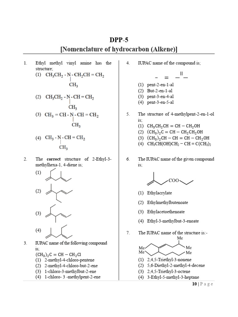 Merge DPP - 01 - 9 - IUPAC - Chemistry - Dropper NEET 10 | PDF