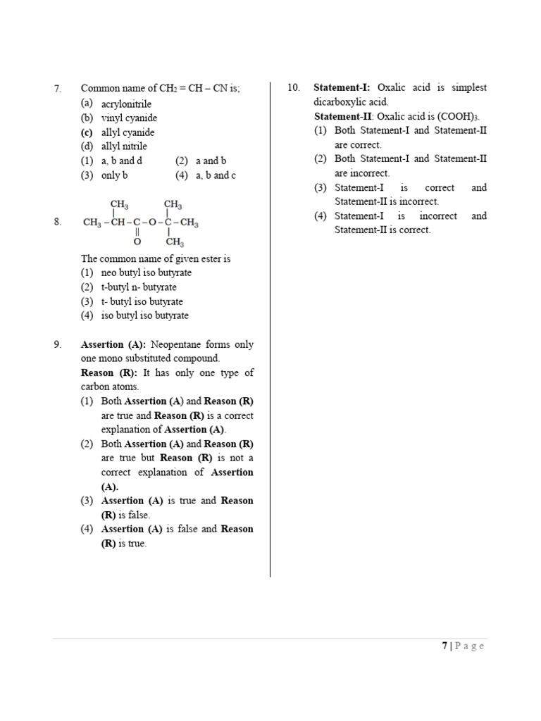 Merge DPP - 01 - 9 - IUPAC - Chemistry - Dropper NEET 7 | PDF
