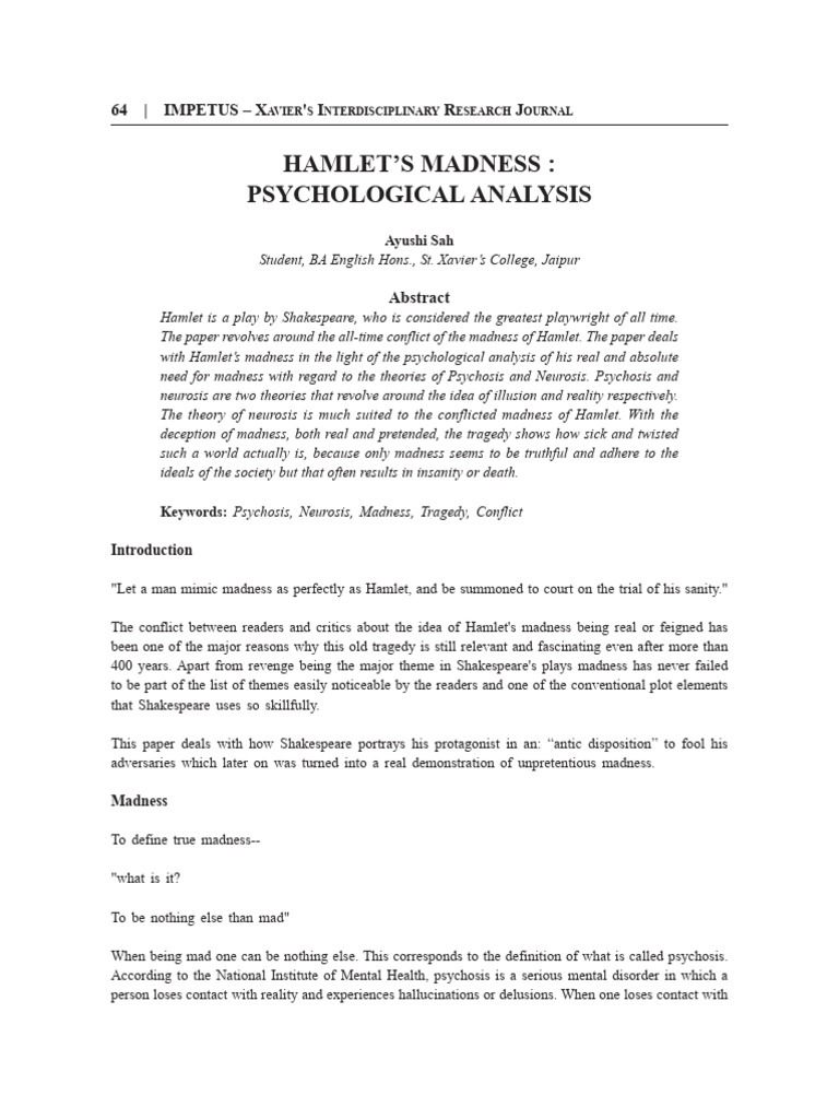 Hamlet's Madness: A Psych Analysis | PDF | Hamlet | Insanity