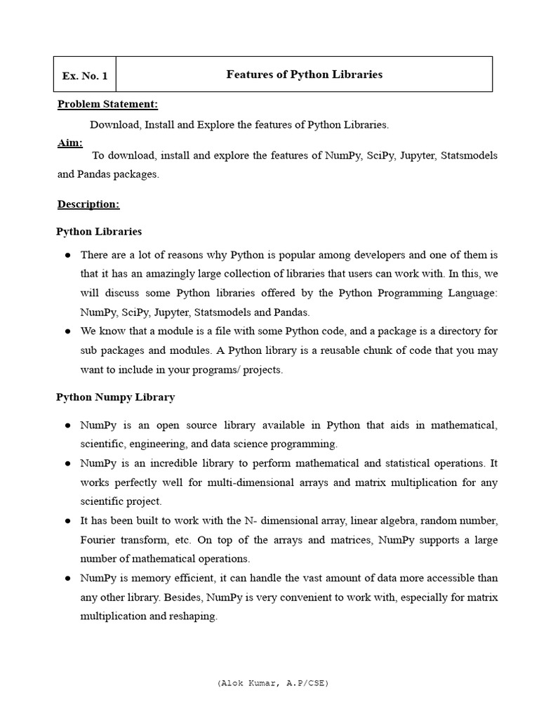 CS3362 Data Science Laboratory Alok Kumar | PDF | Computer Programming