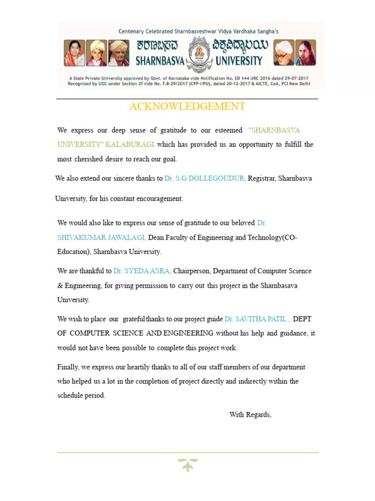 Acknowledgement Updated | PDF