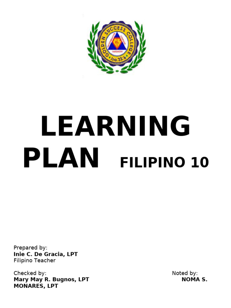 LEARNING PLAN-FILIPINO-10 - (1st QRT) | PDF