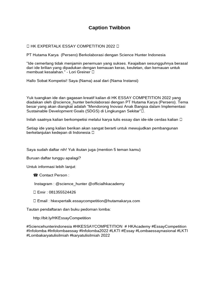 Caption Twibbon | PDF