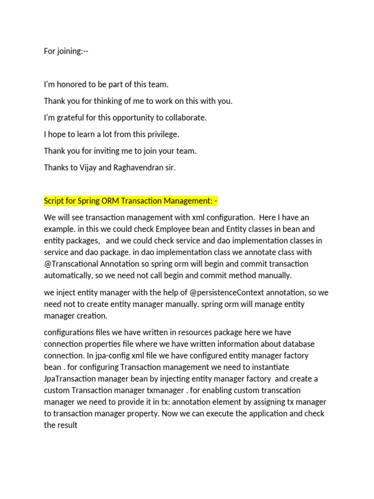 Spring ORM Transaction Management Guide | PDF | Database Transaction | Annotation