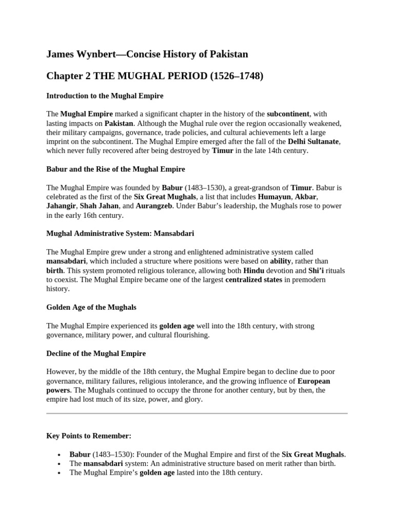 Chapter 2 the Mughal Period | PDF | Mughal Empire