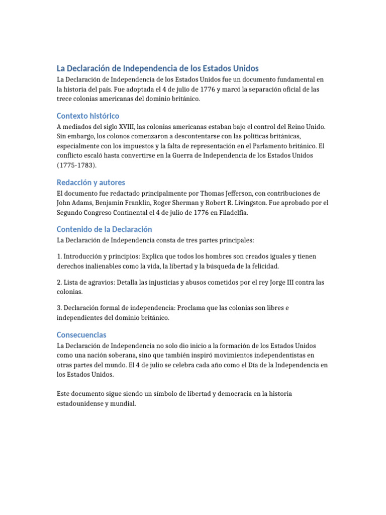 Declaracion Independencia Eeuu | PDF
