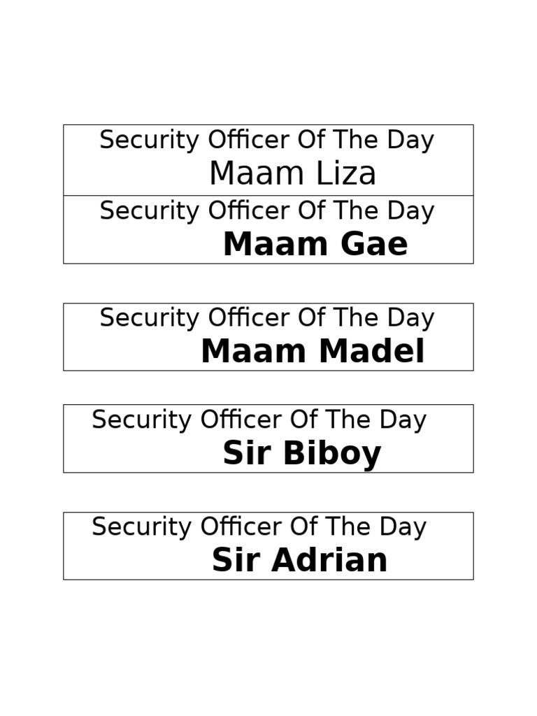 Security Officer of The Day | PDF