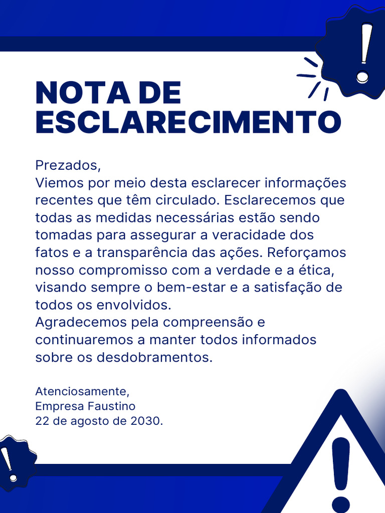 Nota de Esclarecimento Simples Azul e Branco Documento A4 - 20250301 - 141831 - 0000 | PDF