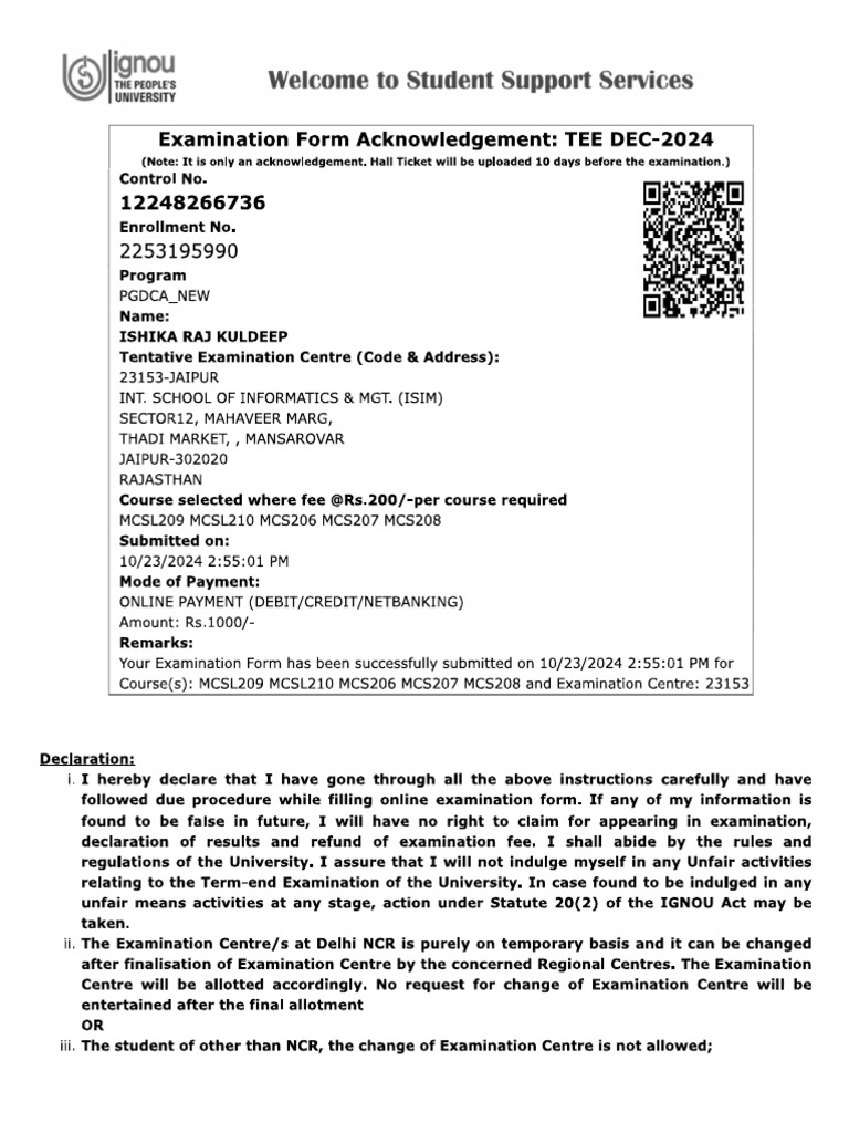 Exam From Ignou | PDF