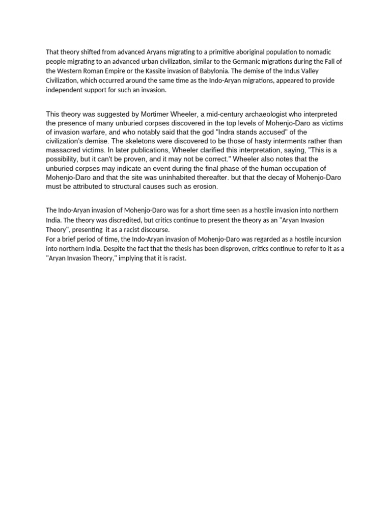 That Theory Shifted From Advanced Aryans Migrating To A Primitive Aboriginal Population To ...
