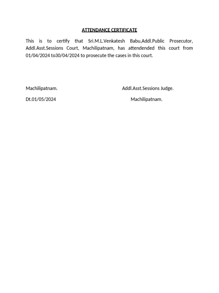 Attendance Certificate | PDF