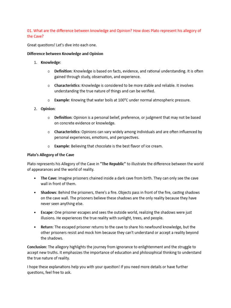 Plato Previous Question Answer | PDF | Knowledge | Plato