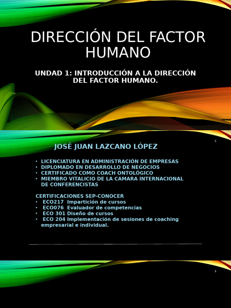 Unidad 1 Dirección Del Factor Humano | PDF | Business | Aprendizaje