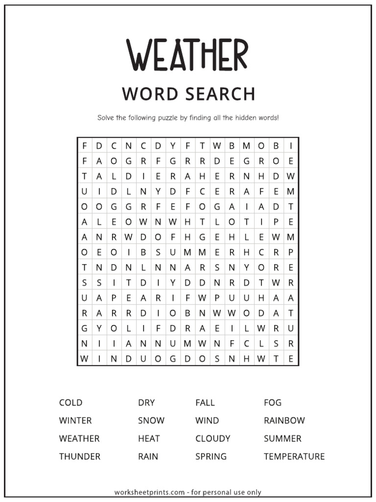 Weather Word Search | PDF