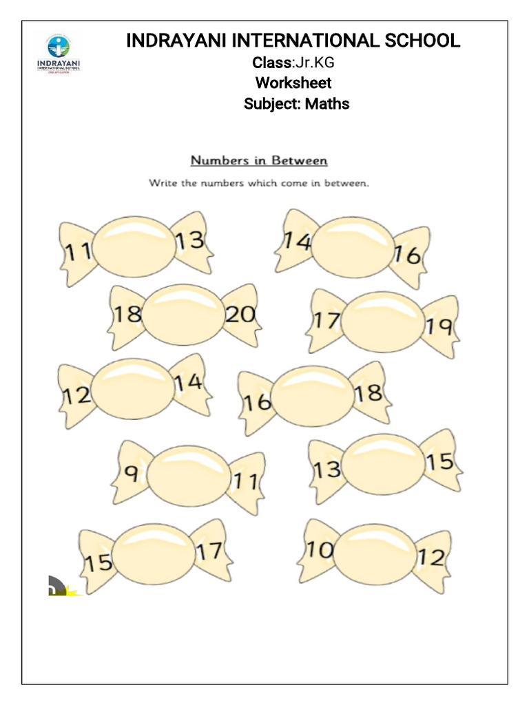 JR - KG Worksheet - Subject Maths - 2 | PDF