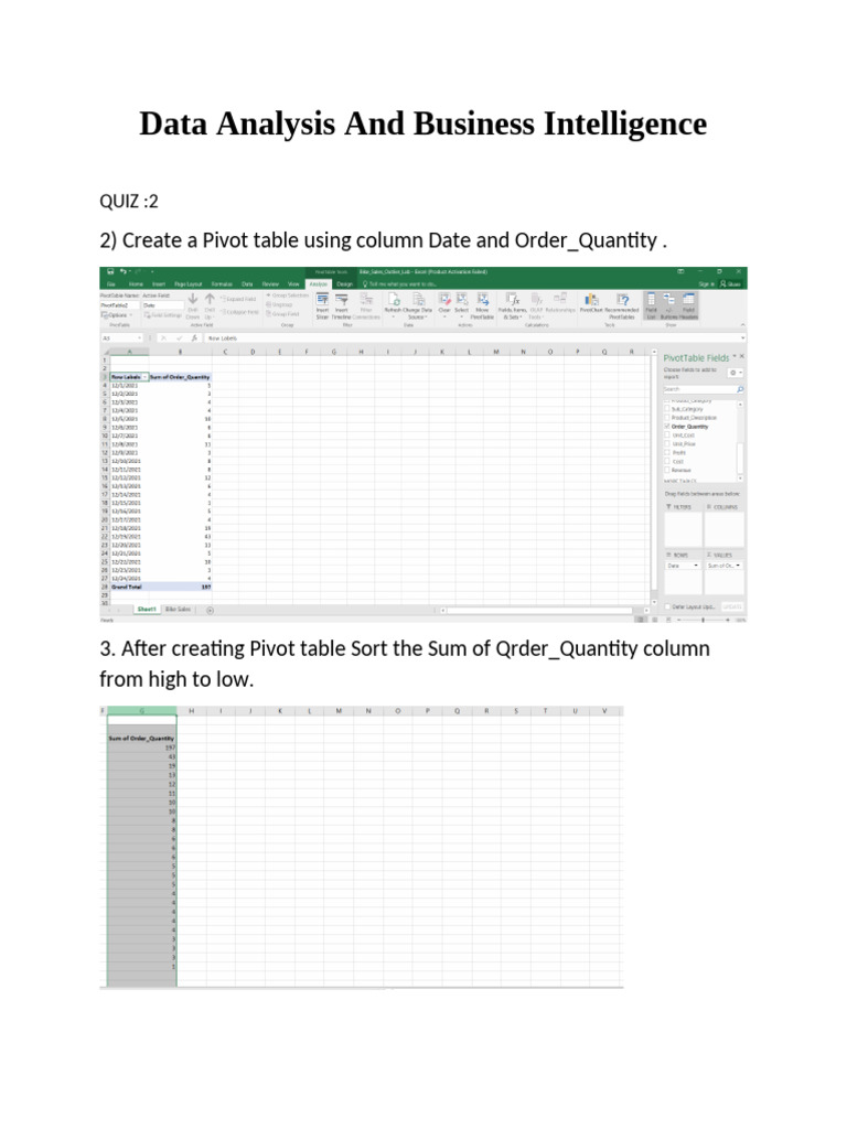 Business Data Analysis Exercise | PDF