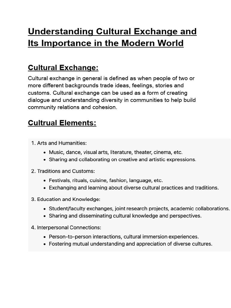 Understanding Cultural Exchange and Its Importance in The Modern World ...