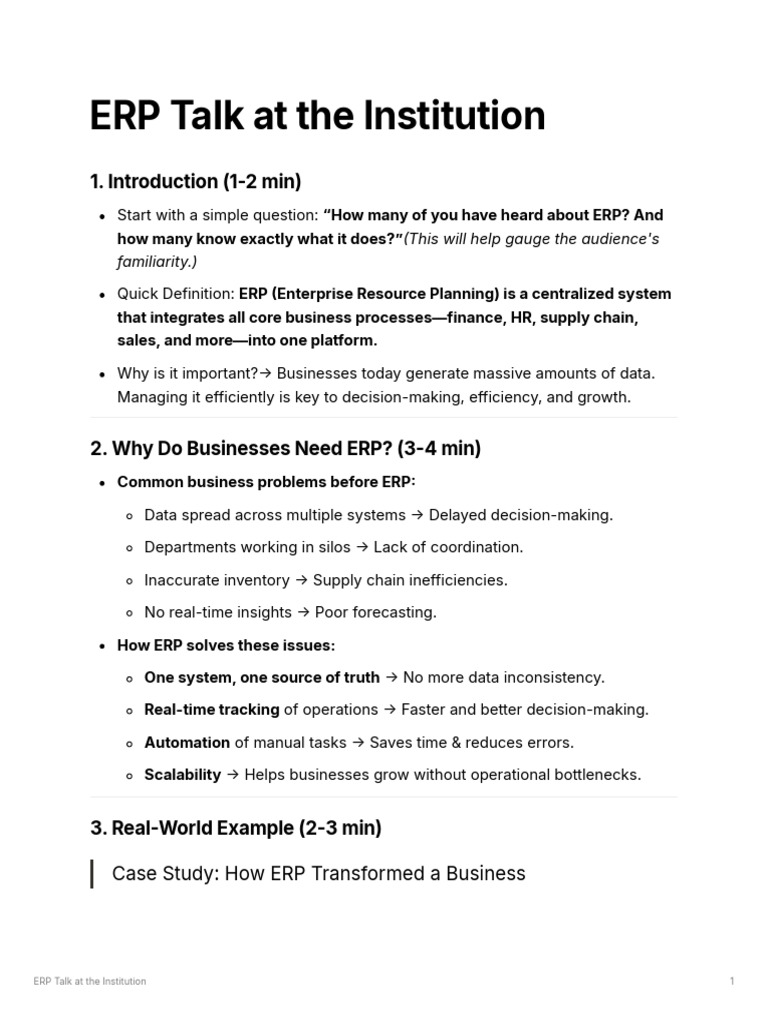 ERP Talk at The Institution | PDF | Enterprise Resource Planning | Inventory