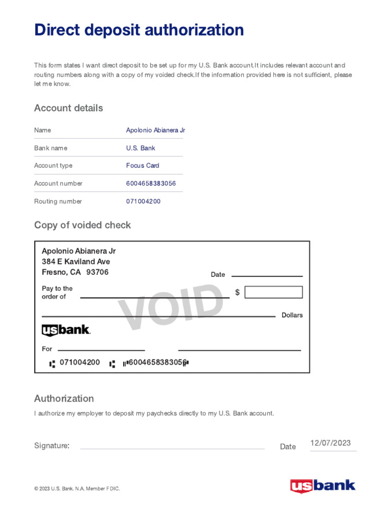 Direct Deposit | PDF