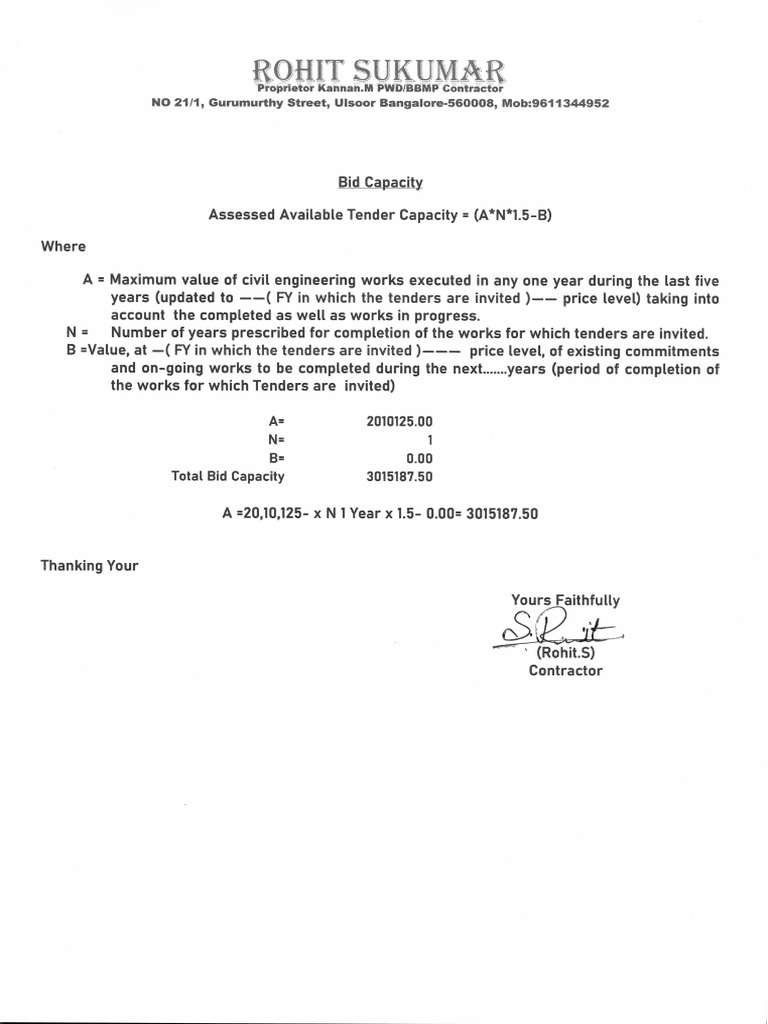 Bid Capacity_0001 (1) | PDF