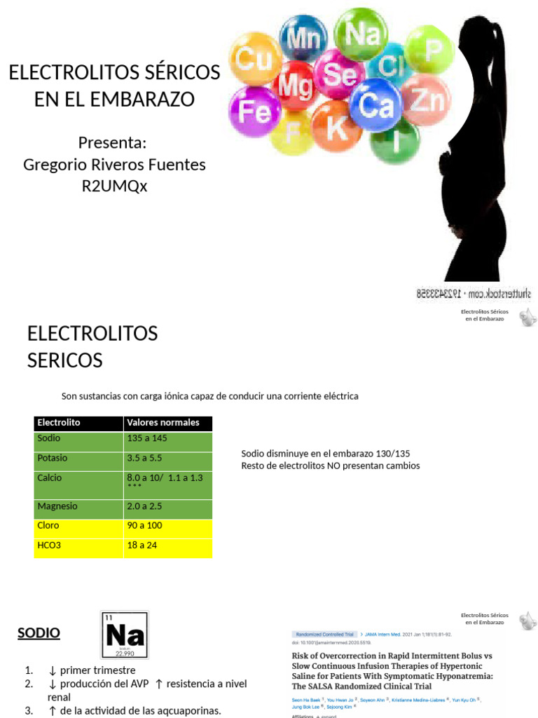 Electrolitos Sanguíneos en el Embarazo | PDF | Potasio | Química