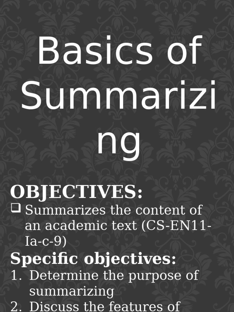 Summarizing | PDF