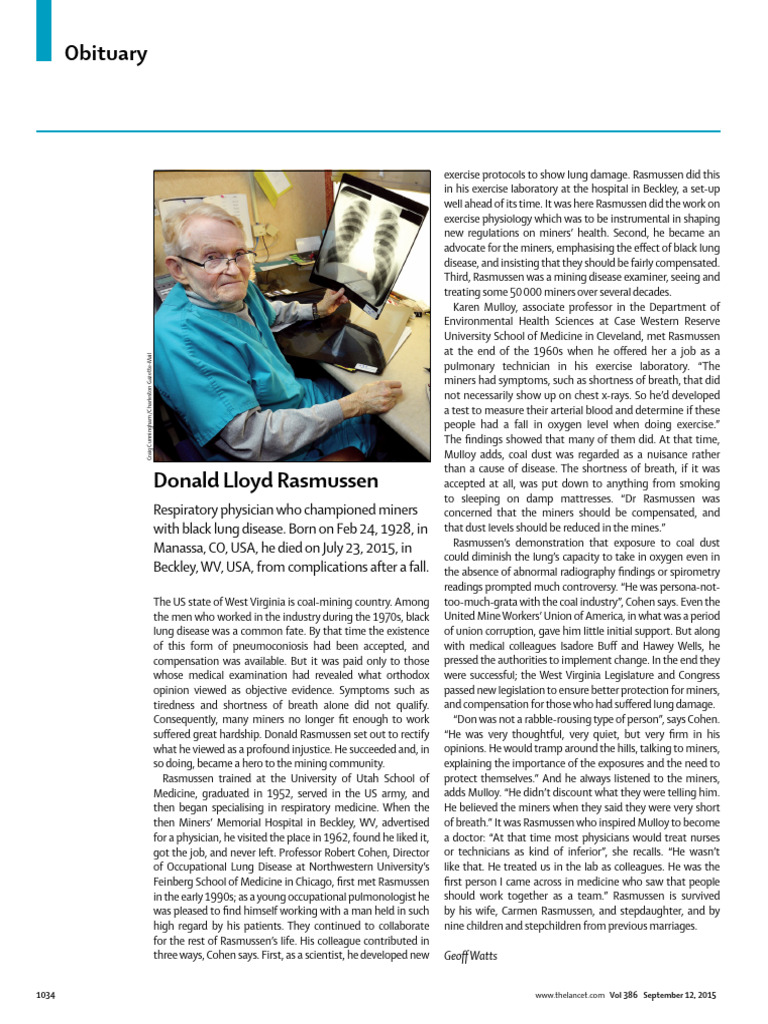 Donald Lloyd Rasmussen - Lancet | PDF | Pulmonology | Lung