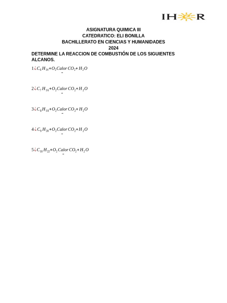 Ejercicios Combustion Alcanos | PDF