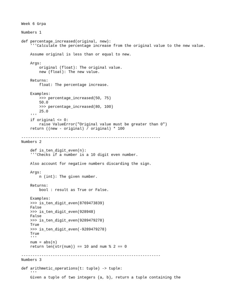 Week 6 Grpa by DarthScimitar | PDF | String (Computer Science) | Arithmetic