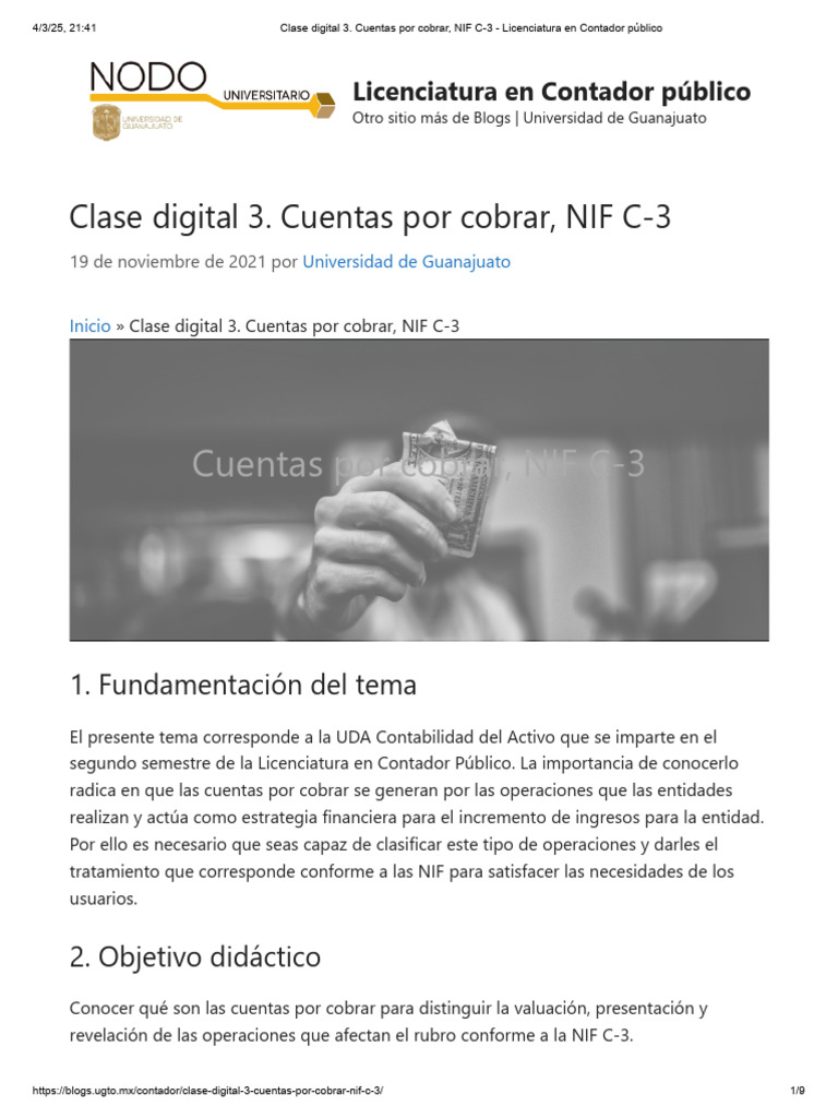 Nif C-3 Cuentas Por Cobrar | PDF | Estado financiero | Contador