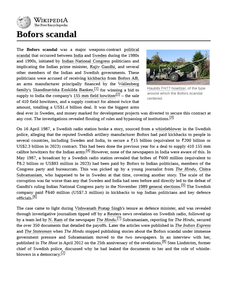 Bofors Scandal | PDF | Government Of India | Politics Of India