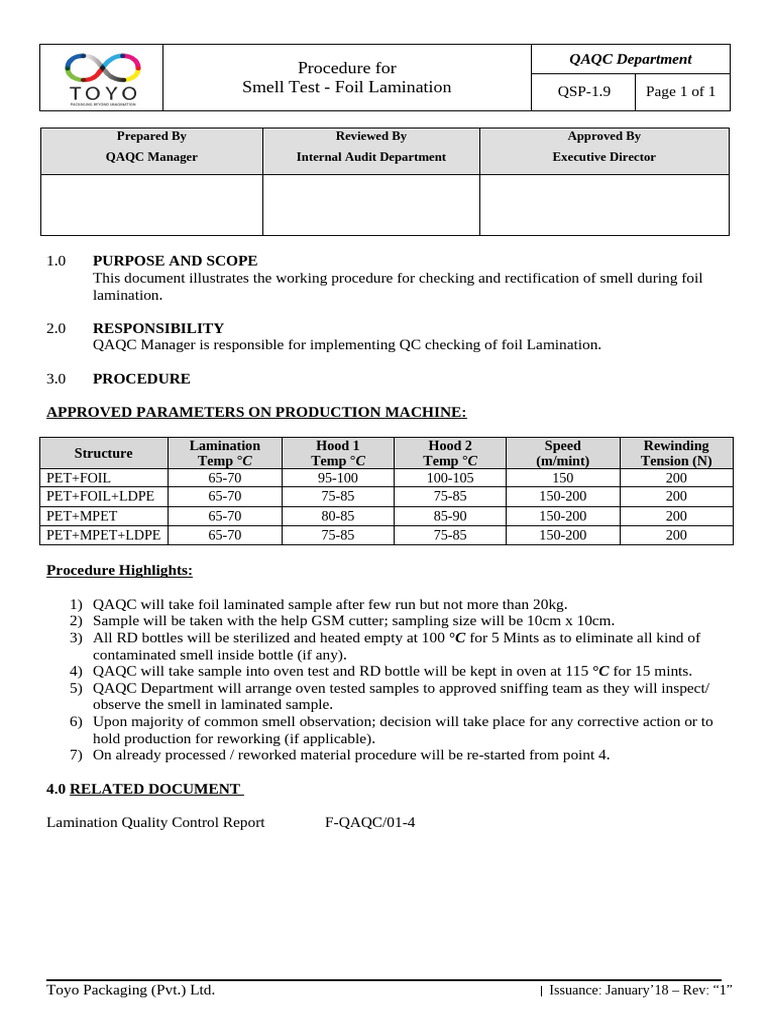 8-QAQC-3-04 W.I For QC Checking of Foil Lamination 1.9 | PDF