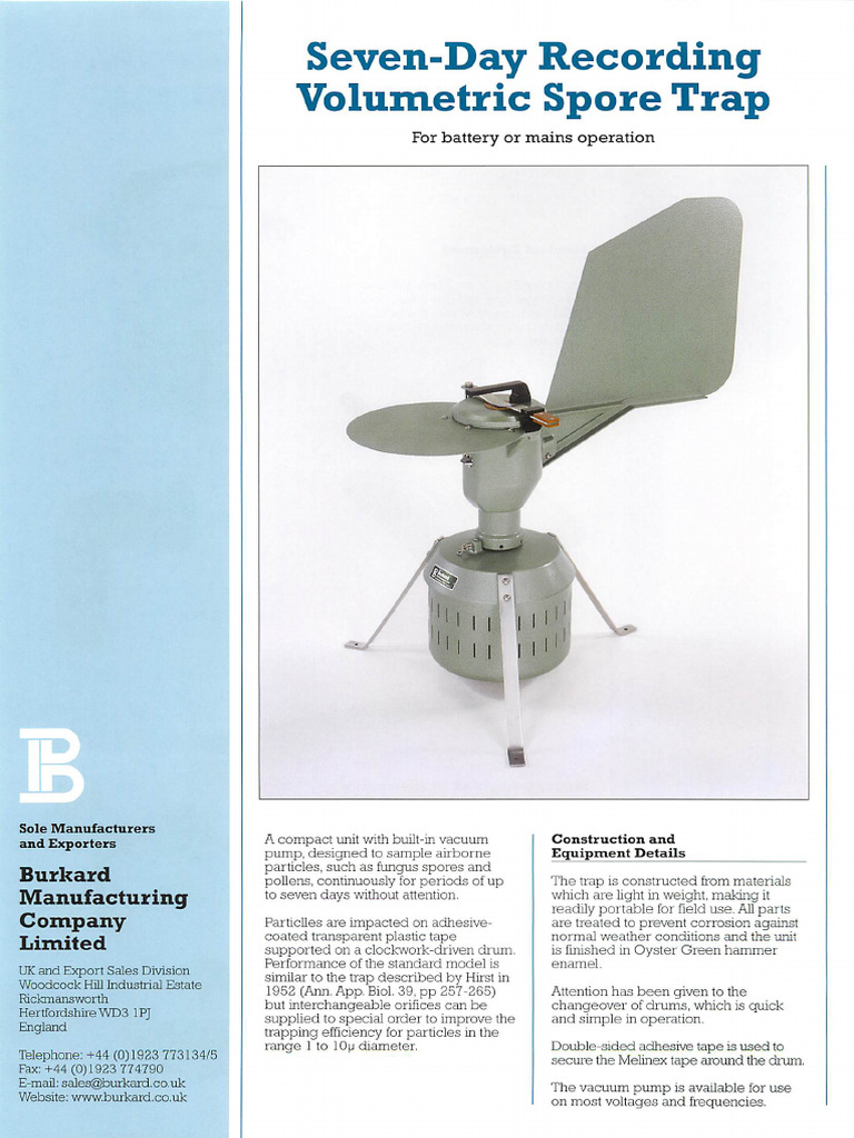 7 Day Recording Volumetric Spore Trap | PDF