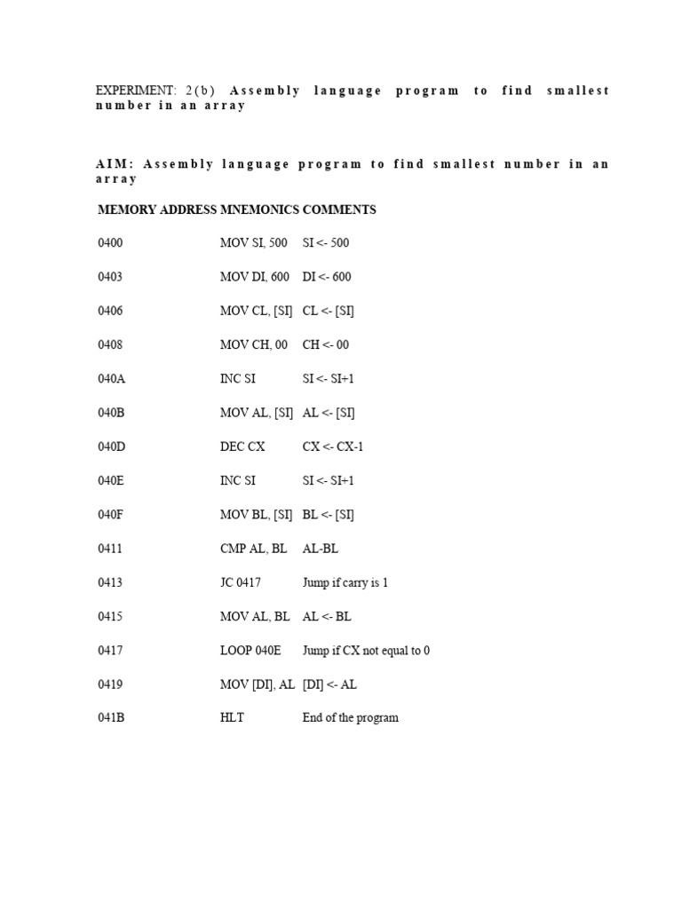 COA LAB 2 3 4 Experiments Manual | PDF | Assembly Language | Integrated Circuit