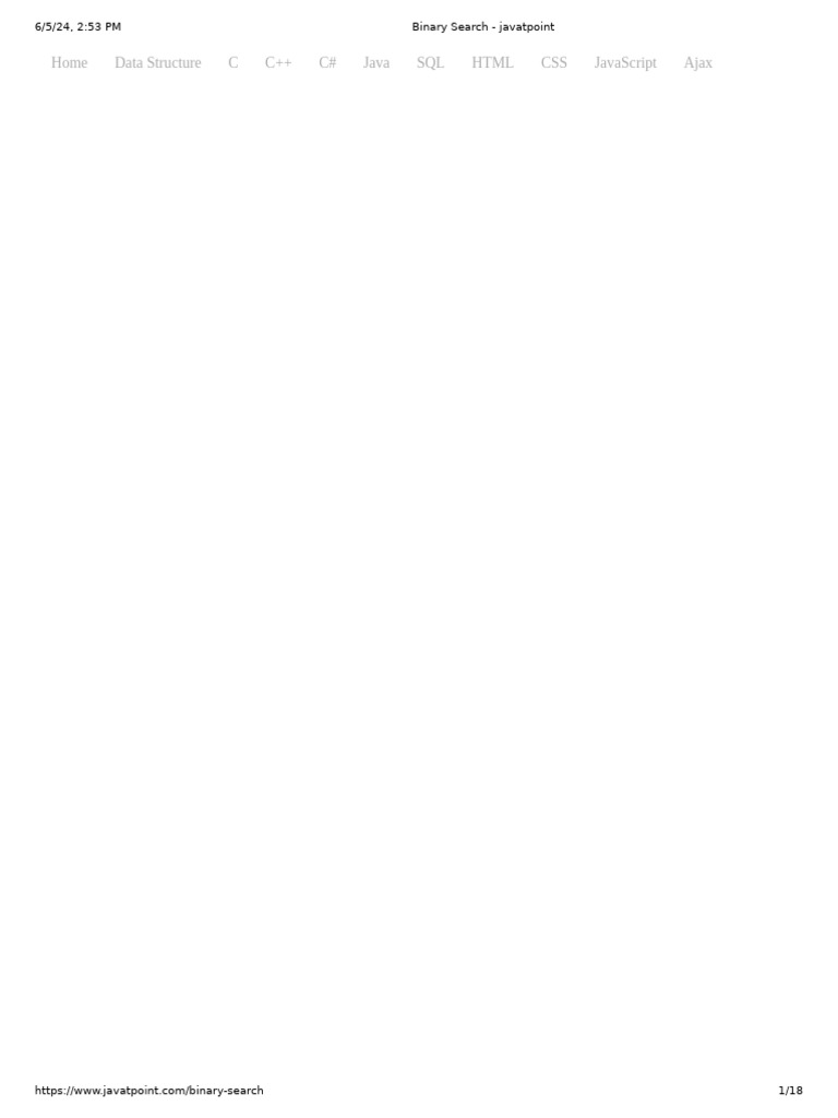 Binary Search - Javatpoint | PDF | Applied Mathematics | Theoretical Computer Science