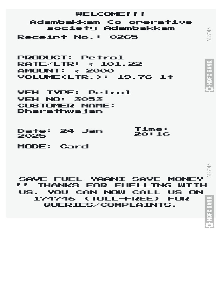 Fuel Bill Template 3 | PDF