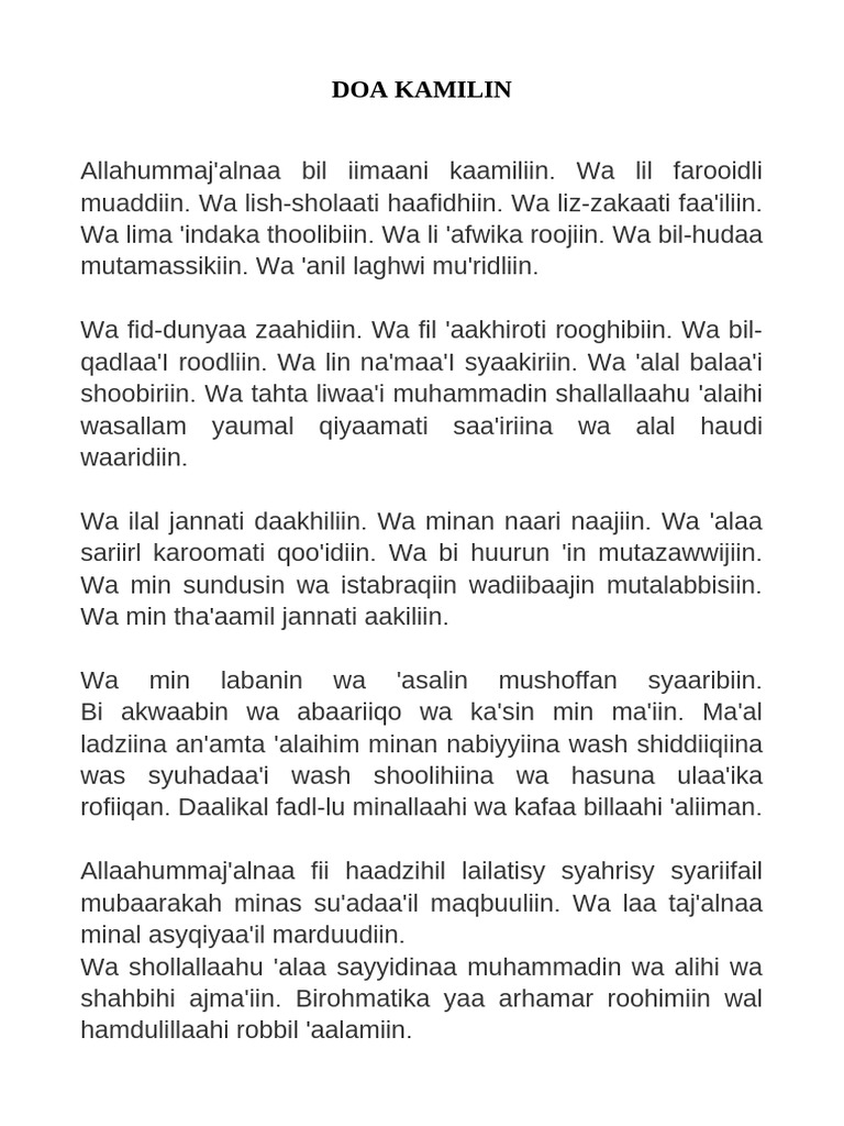 DOA KAMILIN LATIN | PDF