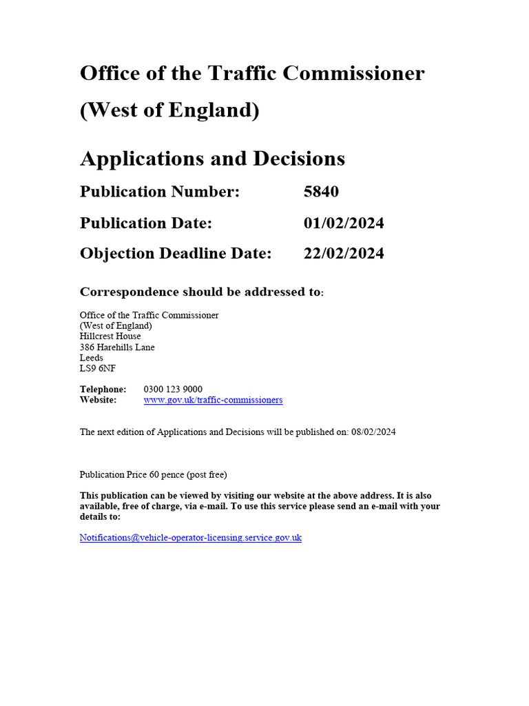 Ad 5840 01 February 2024 | PDF | License | Transport