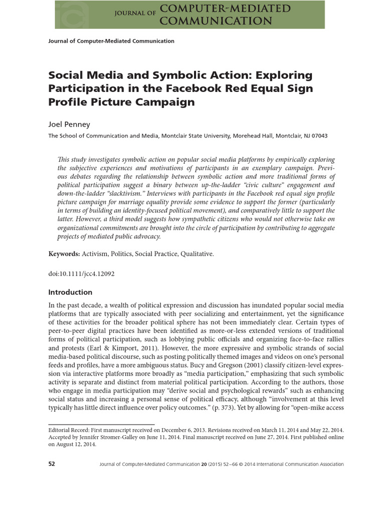 Social Media and Symbolic Action Exploring Participation in The ...
