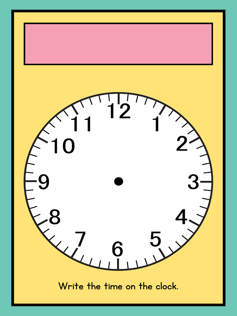 Write and Wipe Clock Worksheets in Colorful Clock Illustrative Style | PDF