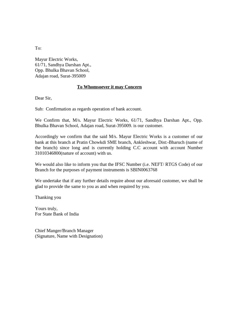 Bank Certificate Format | PDF